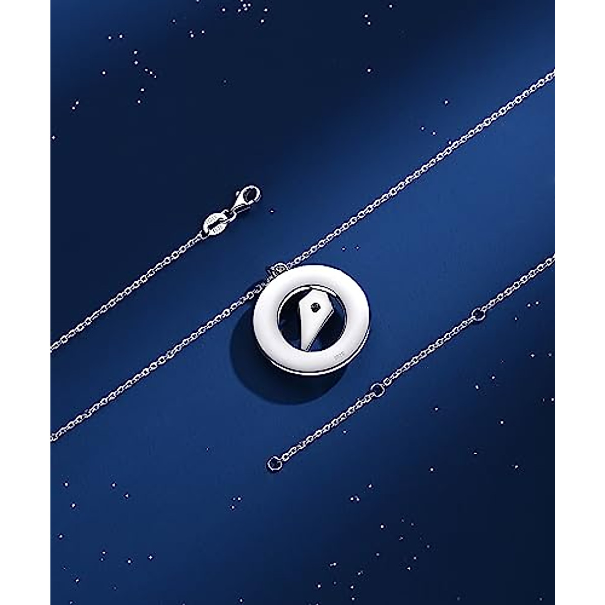 FANCIME Compass Birthstone Necklace for Women Sterling Silver Compass Jewelry Opal Pendant October Birthstone Necklace Gemstone Birthday Christmas Gifts for Girlfriend Wife Mom Her