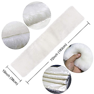 AerWo Faux Fur Christmas Table Runner, Winter Snowy White Table Runner for White Christmas Holiday Table Decoration 72 x 15 Inch