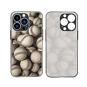 EMPYRI Baseball Printed Frosted Phone Case for iPhone 13 Pro Max-6.7 Inch, Shockproof Phone Cover with Wireless Fast Charging, Acrylic Back, Not Yellowing