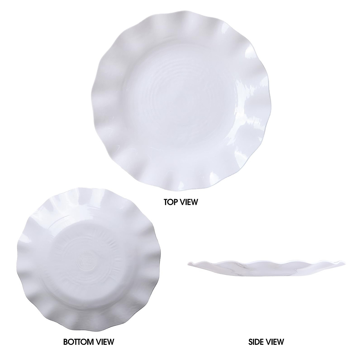 LOK-OSEMILE Melamine Dinner Plates, Set of 6, 9.875" 100% Melamine Dinner Plates for everyday use, breakproof and lightweight, white