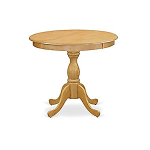 East West Furniture AMT-OAK-TP Antique Kitchen Dining Table - a Round Wooden Table Top with Pedestal Base, 36x36 Inch, Oak