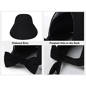 Rulala Fancy Sun Hats for Womens Wide Brim Visor UV Protection Hat for Beach Summer Packable Hat(Black)