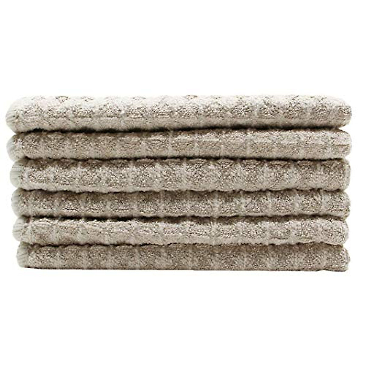 VeraSong Microfiber Kitchen Cleaning Cloth Thick Dish Rags Waffle Weave Washcloths Dish Cloths Ultra Absorbent Odor Free 12inch X 12inch 6 Pack Khaki