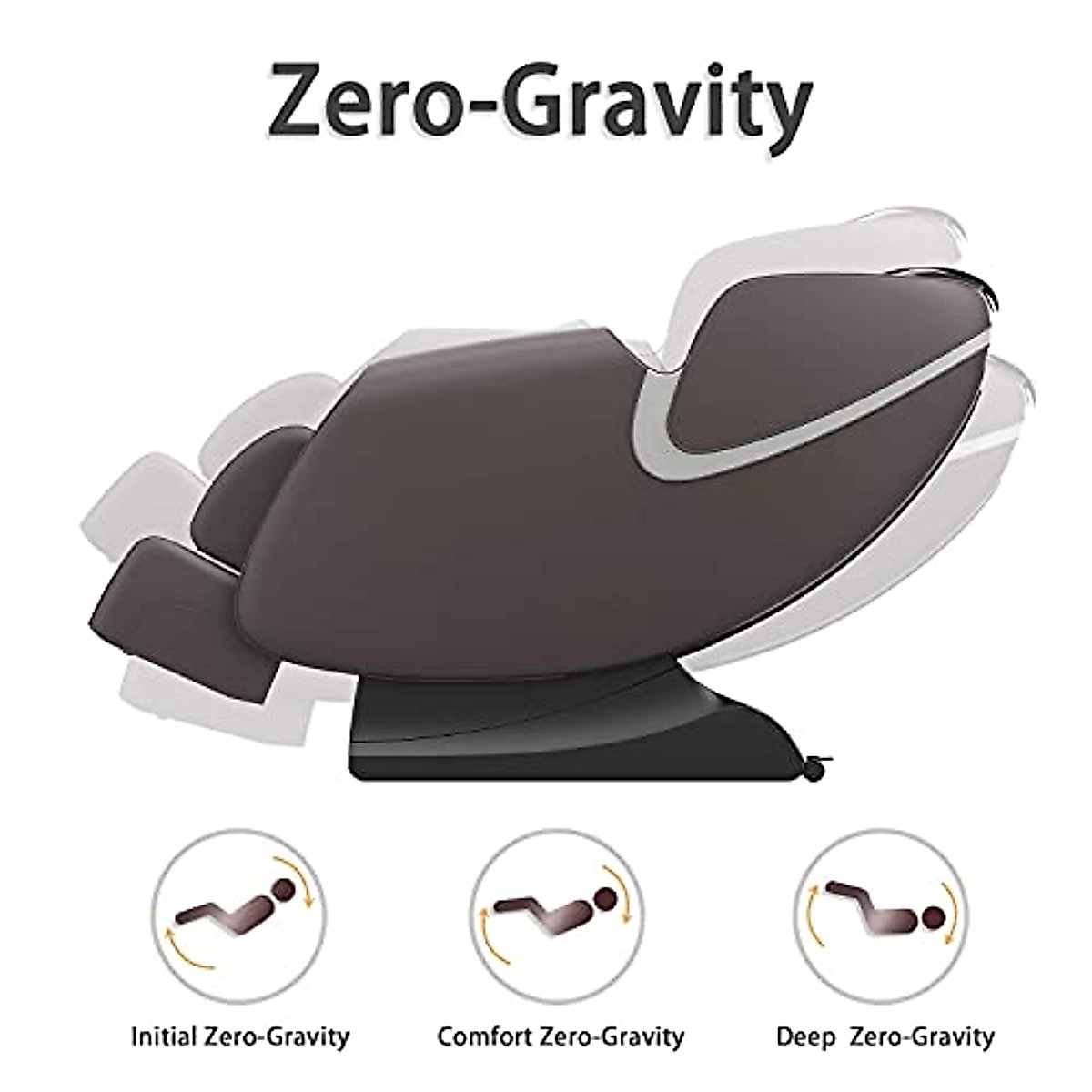 BOSSCARE Massage Chair Recliner with Zero Gravity, Full Body Airbag Easy to Assemble with Bluetooth Speaker, Foot Roller,Faux Leather, Brown