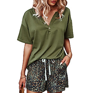 ADDHEAT Short Sleeve Lounge Sets 2 Piece: Casual Loose-Fit Sweatsuits Outfit Set Loose Fitting Tracksuit Outfits Womens