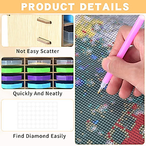 24 Grids Diamond Painting Tray Holder Organizer with 24 Pieces Large Diamond Painting Tray Diamond Art Accessories Storage Rhinestone Dot Tools for DIY Gem Art Craft Include Sticker (1)