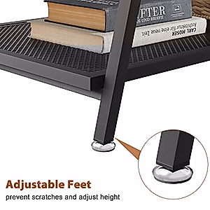 IDEALHOUSE Coffee Table Industrial Center Table 2-Tier Living Room with Mesh Shelf Rectangle Wood Cocktail Table Metal Frame, Easy to Assemble, Rustic Brown