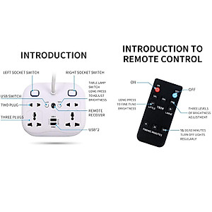 Nsiucion LED Desk Lamp, Adjustable Table Lamp Light with Remote Control, Eye-Caring Dimmable Office Lamp with 2 USB Charging Ports, 4 AC Power Outlets, Phone Stand, Multi Brightness Levels-White