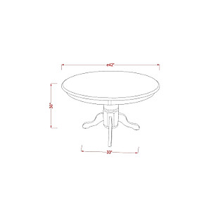 HomeStock Coastal Cool 3Pc Round 42" Dining Room Table and Two Parson Chair with Black Leg and Pu Leather Color Baked Bean