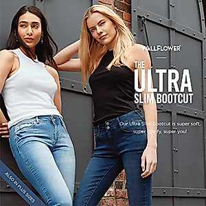 WallFlower Women's Ultra Slim Bootcut Mid-Rise Insta Soft Juniors Jeans, Logan, 0