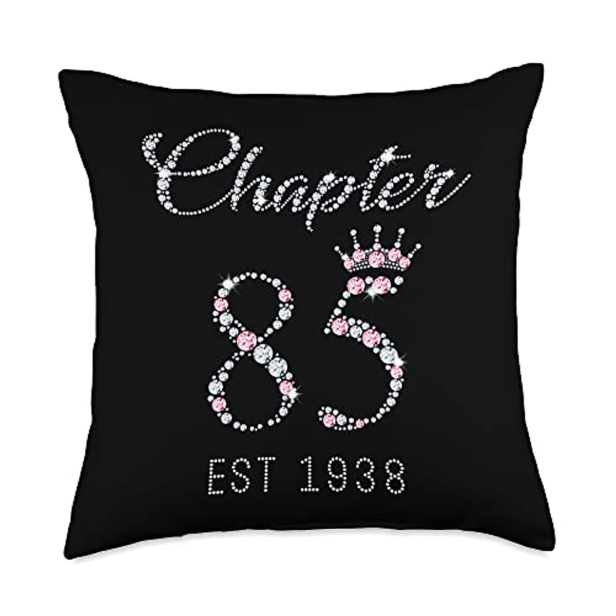 Pink Crown 85th Birthday Tee Gift For Womens Chapter 85 EST 1938 85Th Birthday Tee Gift for Womens Throw Pillow, 18x18, Multicolor