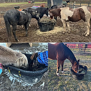 YardJoyliz Stock Tank Hay Net for 100 Gallon-150 Gallon Stock Tank Heavy Duty 1-4/7" Holes Slow Feed Hay Net, Black