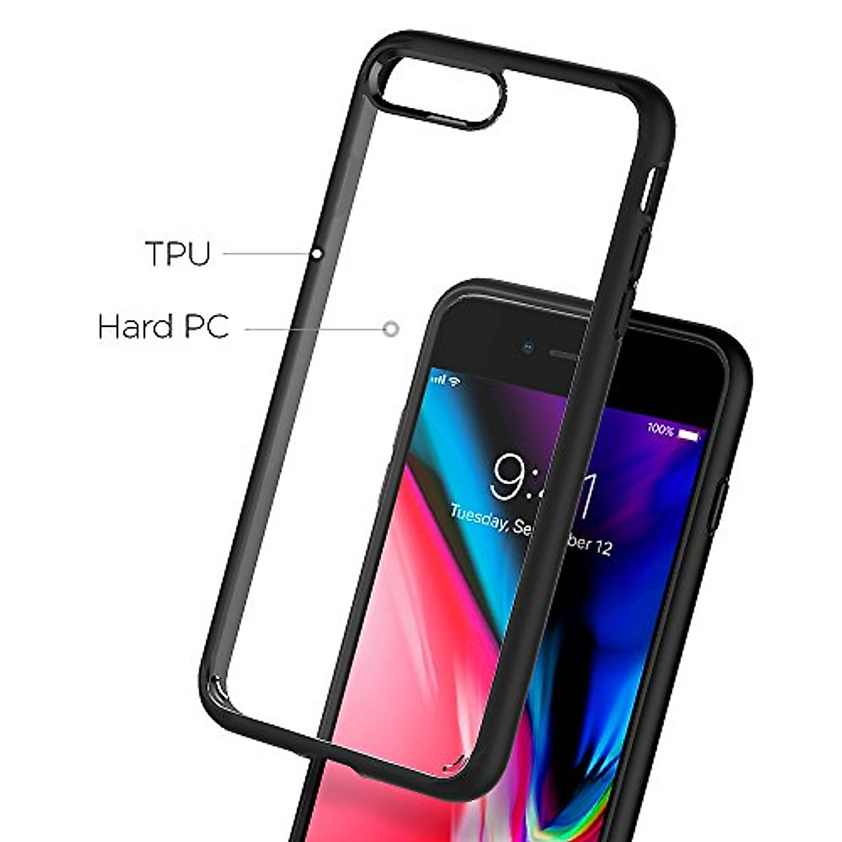 Spigen Ultra Hybrid [2nd Generation] Designed for iPhone 8 Plus Case (2017) / Designed for iPhone 7 Plus Case (2016) - Black