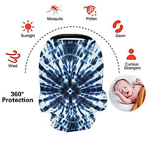 Nursing Cover Breastfeeding Scarf Navy Blue Tie Dye - Baby Car Seat Covers, Stroller Cover, Carseat Canopy (0mb7g)