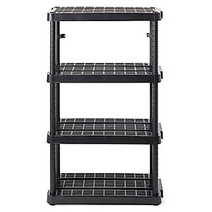 Gracious Living 4 Shelf Adjustable Height Medium Duty Storage Unit 14 x 32 x 54.5" Organizer for Home, Garage, Basement, & Laundry, Black (2 Pack)