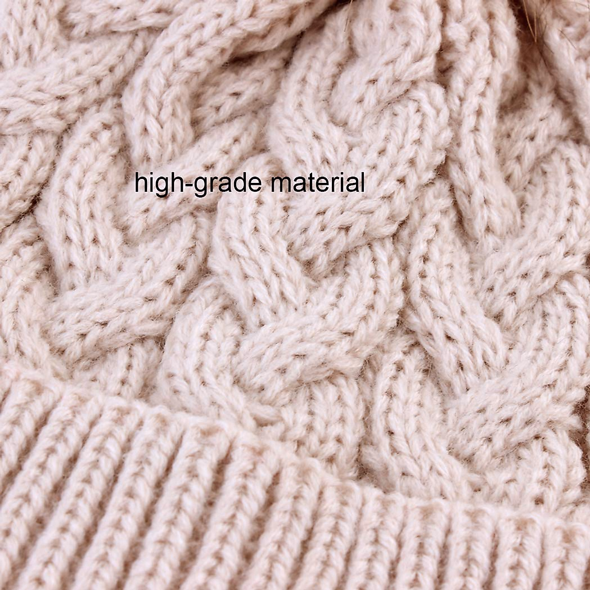 DANMY Baby Beanie Hat, Infant Newborn Toddler Winter Warm Knit Cap for Little Boys Girls, Winter Warm Hat (6-36 Months, white/beige/pink-3PCS)