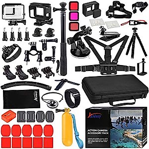 Husiway 68-in-1 Accessory Kit for GoPro Hero 7 6 5 Black GoPro7 Action Camera Filter Frame Waterproof Housing Case Bundle 60A