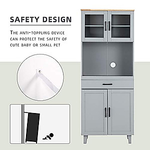 MELLCOM Kitchen Cabinet，Pantry Cabinets with 2 Cabinets, 1 Cutlery Drawer, 1 Open Shelf, Kitchen Storage Cabinets for Home&Office