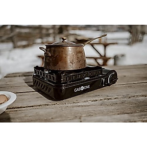 Gas One Dual Fuel Portable Stove 15,000BTU With Brass Burner Head, Dual Spiral Flame Gas Stove - Patent Pending