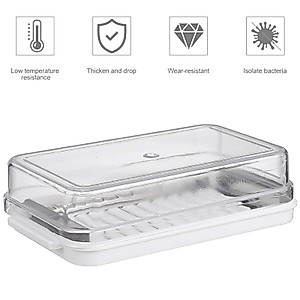 DOITOOL Butter Dish Butter Keeper with Sealed Lid and Cutter Slicer for Easy Cutting and Storage Butter Box Cheese Keeper for Refrigerate 2 in 1 Clear Butter Container Whit
