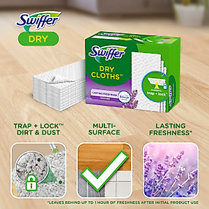 Swiffer Sweeper Dry Sweeping Pad, Multi Surface Refills for Dusters Floor Mop with Febreze Lavender Scent, 52 Count