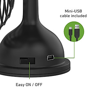 HOLMES 4" Mini Heritage Desk Fan, USB-Powered, Single Speed, 4 Blades, Adjustable 100° Head Tilt, Metal Construction, Ideal for Home, Dorm Rooms, Bedrooms, Office or Travel, Vintage Matte Black