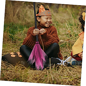 NOLITOY Halloween Witch Broom Set of 2, Halloween Plastic Witch Flying Broom, Halloween Costume Accessories for Cosplay Favors, Masquerade (Random Color)