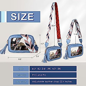 Viva Terry Clear Crossbody Bag with 2 Straps, Stadium Approved Clear Purse Bag for Concerts Sports Events Festivals,Gift