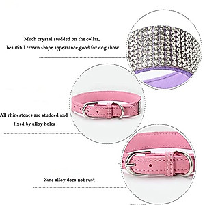 Bling Rhinestone Puppy Dog Collars Adjustable Leather Glitter Diamond Kitten Collar for Small Medium Dogs Chihuahua Pug Yorkshire