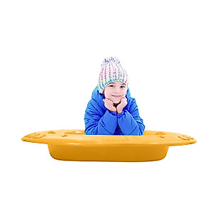 Superio Toboggan Snow Sled for Kids and Adults, 36" and 48" Heavy Duty Plastic Slider with Handles and Hole for Pull Ropes- Kid and Adult Winter Fun, 3 Pack (Red, Yellow, Blue-36)