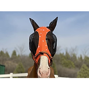 TGW RIDING Horse Fly Mask Super Comfort Horse Fly Mask Elasticity Fly Mask with Ears We Only Make Products That Horses Like (M, Dark Orange)……