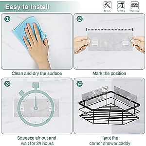 Gaclibl Corner Shower Caddy Replacement Adhesive Strips, 4Pcs Clear Wall Hooks for Hanging Organizer Shelves, Waterproof Plastic Sticky Pads for Bath Tile Inside Bathroom Kitchen, Flat 2 Hooks