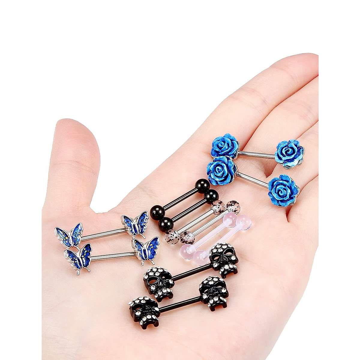 Kadogohno Nipple Rings for Women Nipple Piercing Jewelry 14G Nipple Rings Surgical Steel Screw Nipplerings Nipple Shield Ring Barbell Body Piercing Jewelry Set 9/16 Inch 14mm