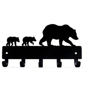 The Metal Peddler Bear & Cubs Key Rack Holder - Small 6 inch Wide x 3 inch high - Made in USA; Wall Mount