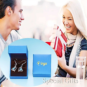 Aquamarine Birthstone Drop Earrings for Women - Shysnow March Infinity Dangle Earrings 925 Sterling Silver Heart Light Blue Cubic Zirconia Drop Piercing Crystal Dangling Earrings