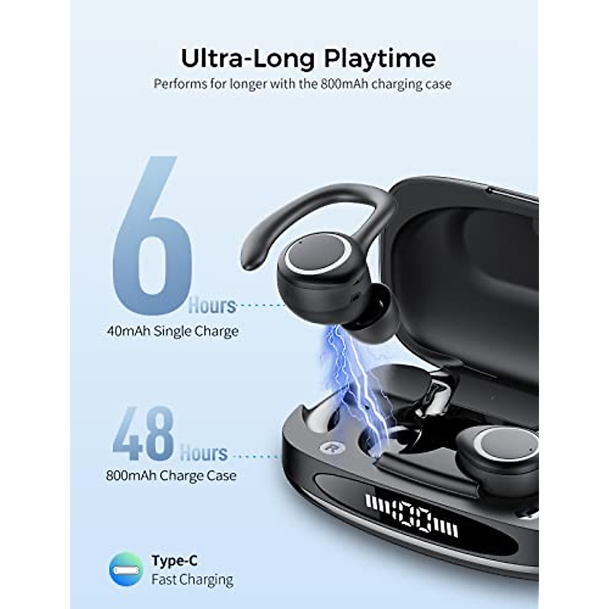 FAMOO Wireless Earbuds, Bluetooth 5.1 Headphones with Microphone, IPX7 Waterproof, 48H Playtime, High-Fidelity Stereo Earphones with Charging Case for Sports and Work