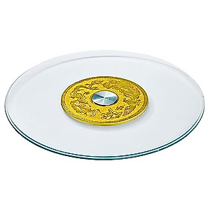 Yesbon Tempered Glass Lazy Susan Round Dining Table Turntable Heavy Duty Rotating Tray Large Tabletop Serving Plate High Load Capacity Transform Your Dining Experience,85cm