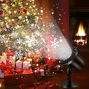 Christmas Snowfall Projector Lights, Upgraded Dynamic Snowflake Projector Lights Indoor, IP65 Waterproof White Snow LED Snowfall Projection Outdoor Lights for Halloween Party Home Garden Decoration
