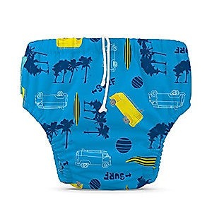 Charlie Banana Reusable Swim Diaper, Washable, Adjustable Drawstring for Baby Girls Boys, Soft and Snug Waterproof Fit to Prevent Leaks - Malibu, Size L (22-34 lbs)