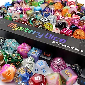 Haxtec Mystery DND Dice Set Random Style 7PC Polyhederal Dice Set with Dice Display Case Dungeons and Dragons Dice Blind Box DND Gifts