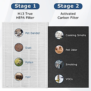TOMOON C545 Replacement Filter S for Win.ix Air Purifier, C545 HEPA Filter S Set Replace Part No. 1712-0096-00 and 2522-0058-00, 2 x C545 True HEPA Filter + 8 x Activated Carbon Filter