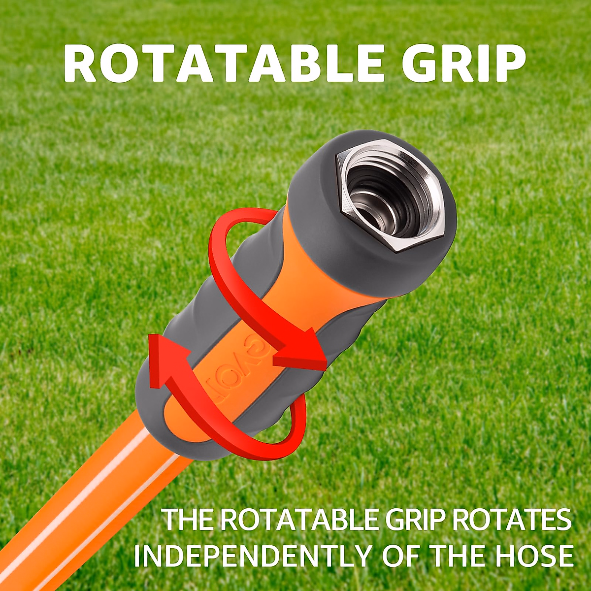 Fevone 6 ft Garden Hose, 2-Year Warranty Offered by Manufacturer, Hose Reel Leader Hose, Hybrid Polymer, Kink Resistance, 3/4" GHT Aluminum Fittings, 5/8" ID, 600 PSI, Drinking Water Safe (GH9)