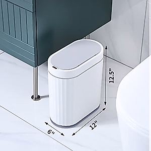ELPHECO Bathroom Motion Sensor Trash can 8 Litre Automatic Garbage Can, 2 Gallon Slim Plastic Smart Trash Can with Lid, Waterproof Intelligent Trash Bin for Bedroom, Bathroom, Kitchen, Office