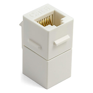 NTW CAT6 Slim Straight F/F feed-through White Snap-in Keystone Coupler Jack NKY-FF/C6S-WH