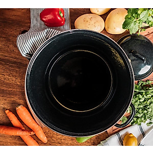 Granite Ware 15 Qt Heavy Gauge Stock Pot with Lid. (Speckled Black) Enamelware. Stainless Steel. Suitable for cooktops, oven to table. Dishwasher Safe.