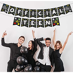 Official Teen Banner Video Games 13th Birthday Theme Gamepad Party Decor Picks for 13 Years Old Decorations Supplies