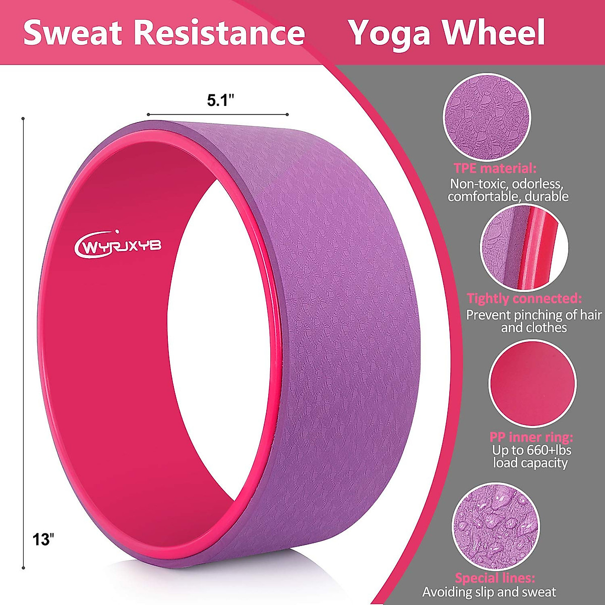 Yoga Wheel Set (11-in-1),Yoga Wheel Back Wheel for Back Pain, Yoga Blocks 2 Pack with Strap, Resistance Bands,Yoga Wheel Bag, Perfect Yoga Accessory for Stretching and Improving Backbends (Purple)