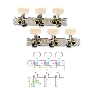 Metallor 3 on a Plank Guitar Tuning Pegs Chrome Plated Machine Heads Tuning Keys Tuners Single Hole for Classical Guitar 3L 3R. (G326)