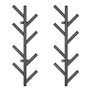 LUOYKOIFY Coat Rack Vertical Coat Rack Wall Mount Metal Coat Hook Wall Coat Tree Hat Rack for Entryway Bedroom Bathroom (8 hooks 2 pack)