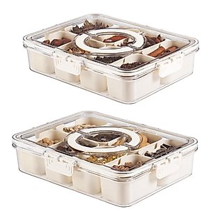 Snackle Box Snack Containers Charcuterie Board With Lid Boxes For Adults Organizer Divided Serving Tray Clear Lids Travel Fruit Platter Salad Bar Fridge Snackable Portable Kitchen Candy (Pack of 2)